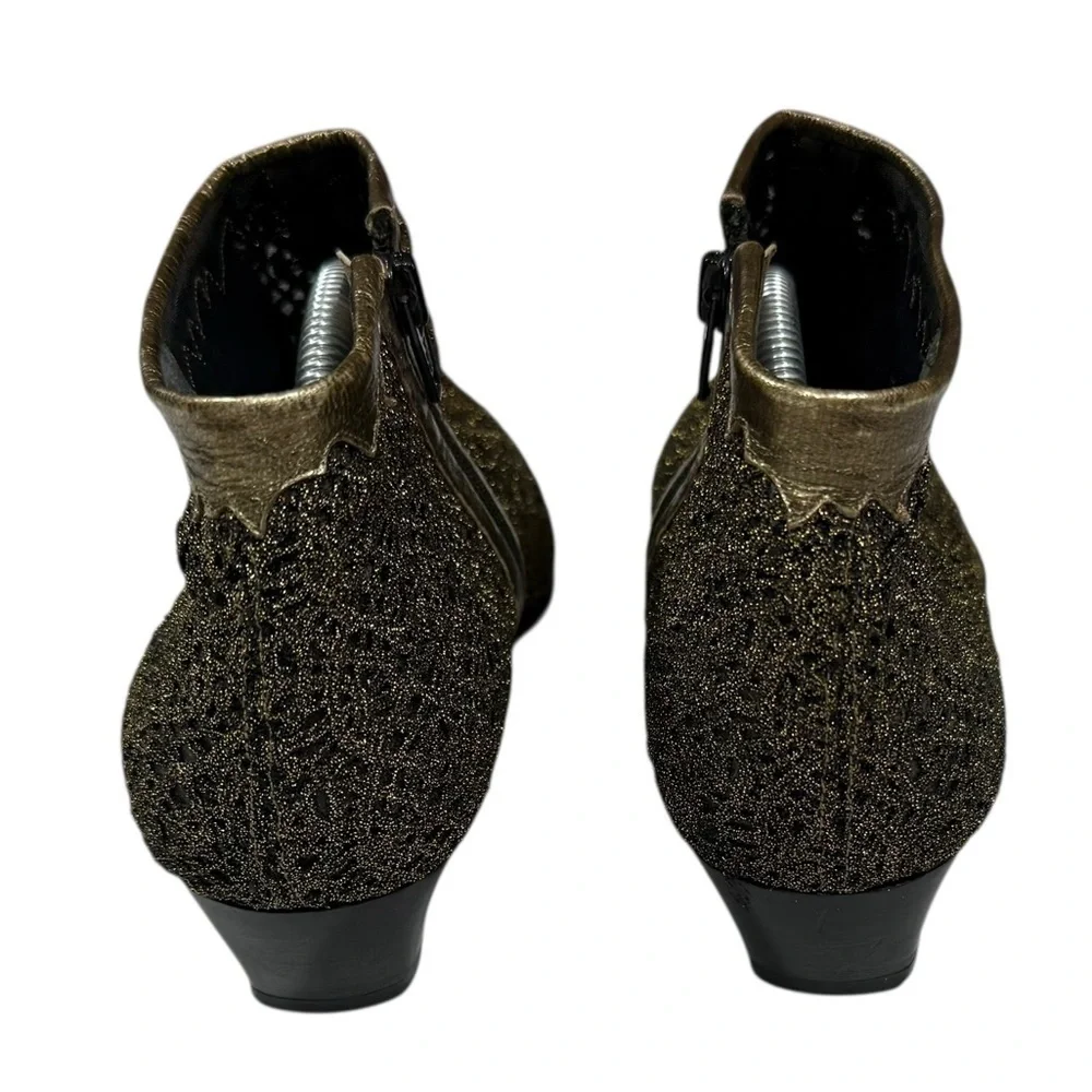 Casadei | Shoes | Casadei Gold Black Woven Mesh Ankle Boots Us85eu39 ...